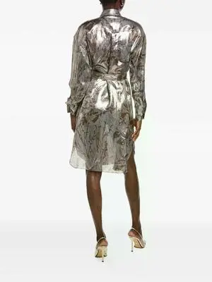 Brunello Cucinelli Botanical-print Belted Shirt Dress