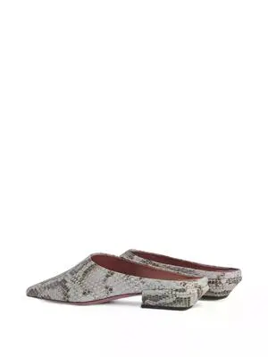 Paris Texas Belle Snakeskin-effect Mules