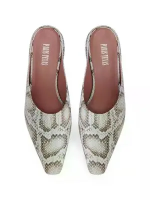 Paris Texas Belle Snakeskin-effect Mules