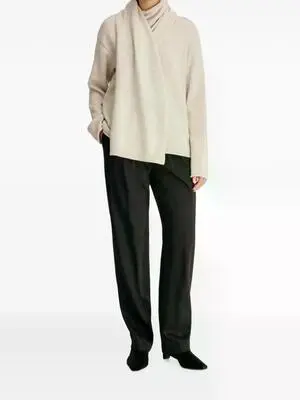 Loulou De Saison Frances Scarf-detail Cashmere Sweater - Neutrals