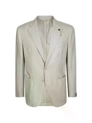 SANTANIELLO Logo-plaque Single-breasted Blazer - Neutrals