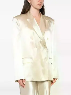 Erika Cavallini Double-breasted Satin-finish Blazer