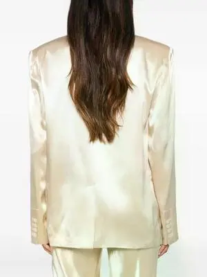 Erika Cavallini Double-breasted Satin-finish Blazer
