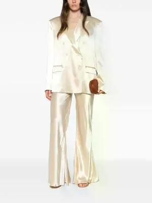 Erika Cavallini Double-breasted Satin-finish Blazer - Neutrals