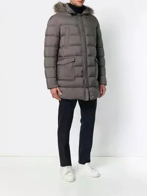 Herno Patch Pocket Fur-trimmed Puffer Coat