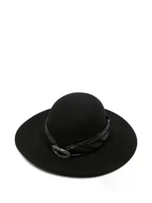 Ermanno Scervino Crystal-embellished Wide-brim Hat - Black