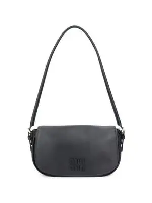 Miu Miu Logo-embossed Leather Shoulder Bag - Black