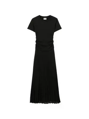 Claudie Pierlot Pleated Bi-material Midi Dress