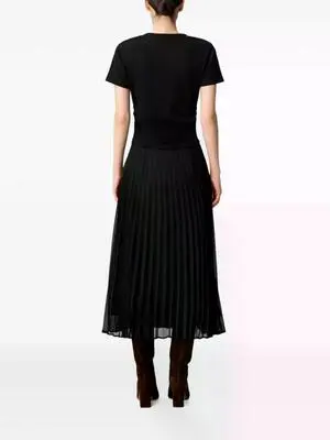 Claudie Pierlot Pleated Bi-material Midi Dress