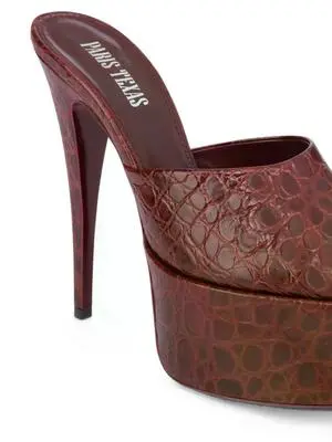 Paris Texas Marina Crocodile-effect Platform Mules