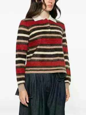 Guest In Residence Striped Polo-collar Sweater
