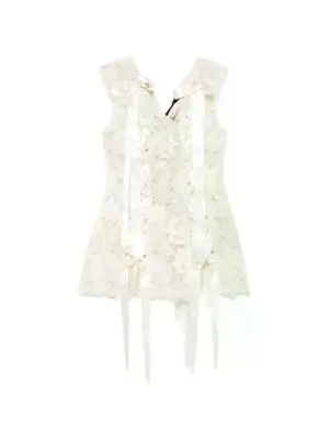 Simone Rocha Heavy Lace-overlay Lace-up Top - Neutrals