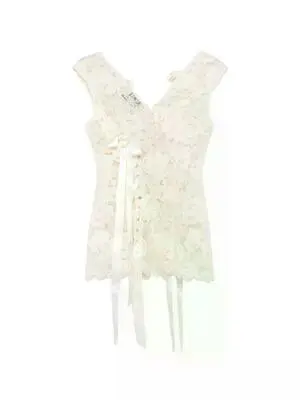 Simone Rocha Heavy Lace-overlay Lace-up Top