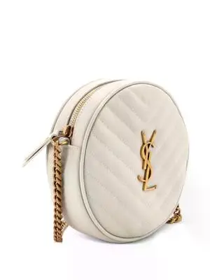Saint Laurent Vinyle Round Camera Bag Matelasse Chevron Leather Crossbody Bag