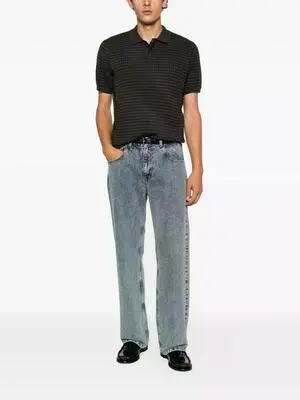 Emporio Armani Waffle-knit Short-sleeve Polo Shirt