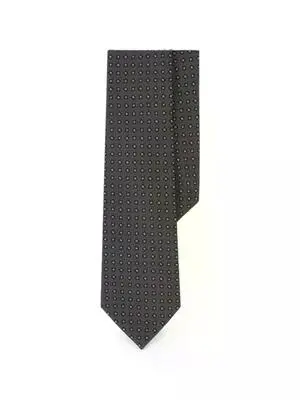 Boggi Milano Tie Jacquard Micro Patterned Silk - Grey