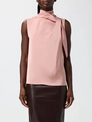 HANITA Sleeveless Satin Blouse With Draped Pussy-bow Collar - Pink