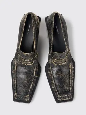 Camper Escandalo Two-tone Distressed Leather Loafers With Square Toe