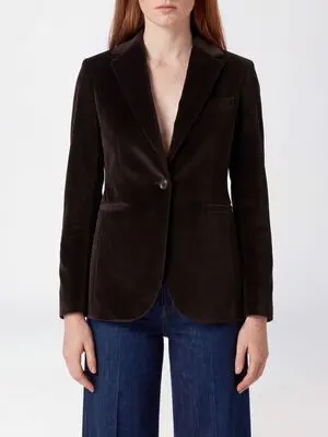 CIRCOLO 1901 Single-breasted Velvet Blazer With Slit Pockets - Brown