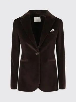 CIRCOLO 1901 Single-breasted Velvet Blazer With Slit Pockets - Brown