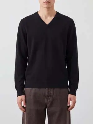 Brunello Cucinelli Pure Cashmere V-neck Sweater With Ribbed Trims - Black