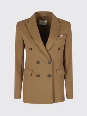 CIRCOLO 1901 Double-breasted Cotton Blazer With Metallic Buttons - Mud