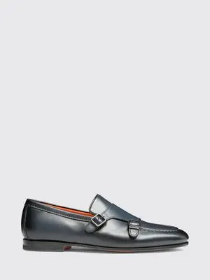 Santoni Smooth Calfskin Double-buckle Monk Strap Shoes