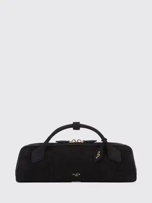 Alaïa Le Teckel Suede Sheepskin Handbag With Logo Charm - Black