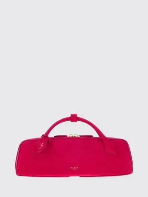 Alaïa Le Teckel Suede Sheepskin Handbag With Logo Charm - Ruby