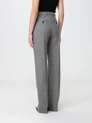 Alexander McQueen Vichy Pattern Wool Flared Tailored Trousers With High Waist