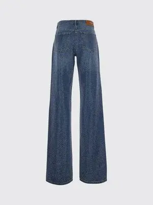Elisabetta Franchi High-waisted Wide-leg Denim Jeans With Rhinestones