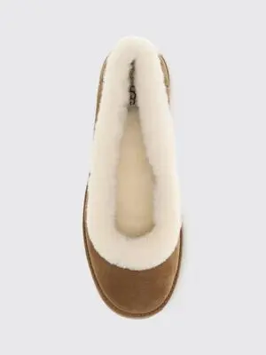 UGG Zora Suede Ballerina Flats With Shearling Lining - Walnut