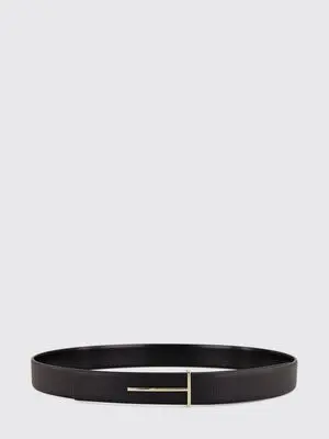 TOM FORD Hammered Calfskin Belt With Monogram Buckle - Black