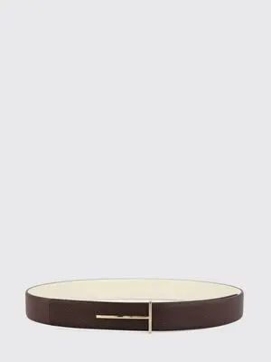TOM FORD Hammered Calfskin Belt With Monogram Buckle - Brown