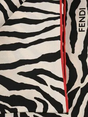 Fendi Zebra Animalier Print Silk Square Scarf