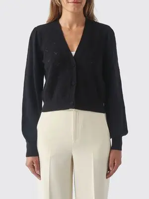 TWINSET Open-knit Cotton And Cashmere-blend Cardigan With Heart Print And V-neck - Black