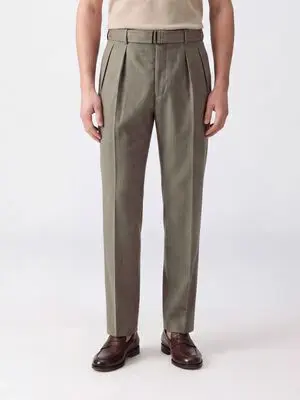 Tagliatore Pleated Virgin Wool Tailored Pants With Mid-rise Waist - Brown