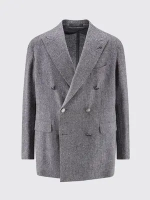 Tagliatore Double-breasted Virgin Wool And Cashmere Blazer With Peak Lapels