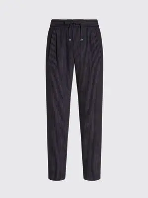 Dolce & Gabbana Pin Virgin Wool Pants With Drawstring Waist