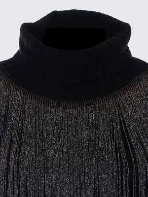 Pinko Wool Blend Turtleneck Sweater With Dropped Shoulders And Fringes