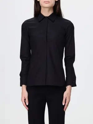 Max Mara Slim Fit Stretch Cotton Shirt With Concealed Placket - Black