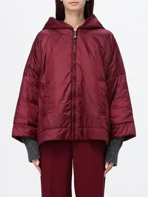 Max Mara Hooded Short Down Jacket In Technical Fabric With Dropped Shoulders - Red