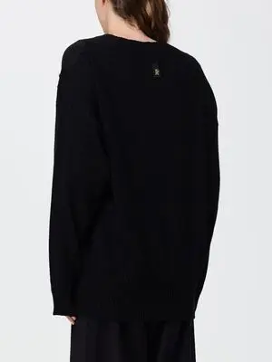 Alberta Ferretti V-neck Sweater With Lace Inserts In Cashmere And Camel - Black
