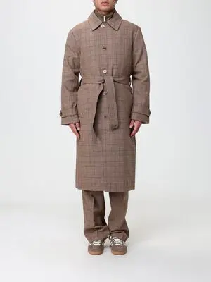 Drole De Monsieur Prince Of Wales Check Trench Coat In A Wool Blend
