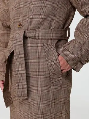 Drole De Monsieur Prince Of Wales Check Trench Coat In A Wool Blend
