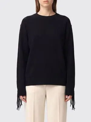 PAROSH P.a.r.o.s.h. Cashmere Crewneck Sweater With Embroidery, Fringes And Dropped Shoulders