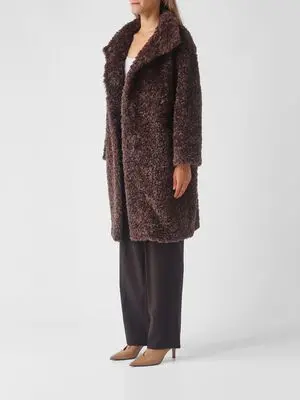 Herno Knee-length Faux Shearling Coat With A High Neck