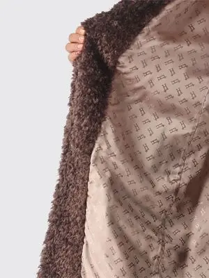 Herno Knee-length Faux Shearling Coat With A High Neck