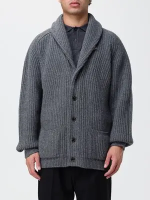 Filson Button-up Shawl Collar Wool Cardigan With Dropped Shoulders - Grey