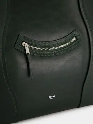 Celine The Vertical Calfskin Leather Tote Bag With Foil Logo
